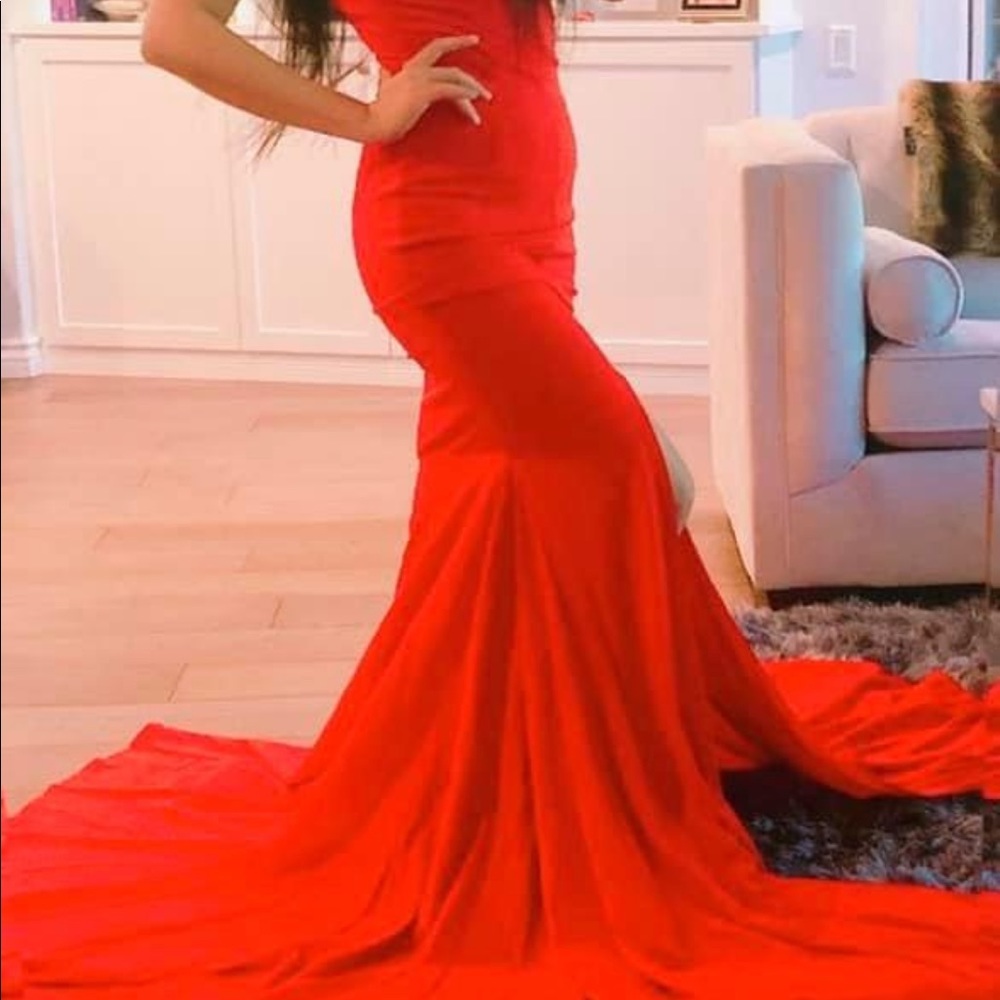 Red Mermaid Long Train Formal/Prom Dress - Gem